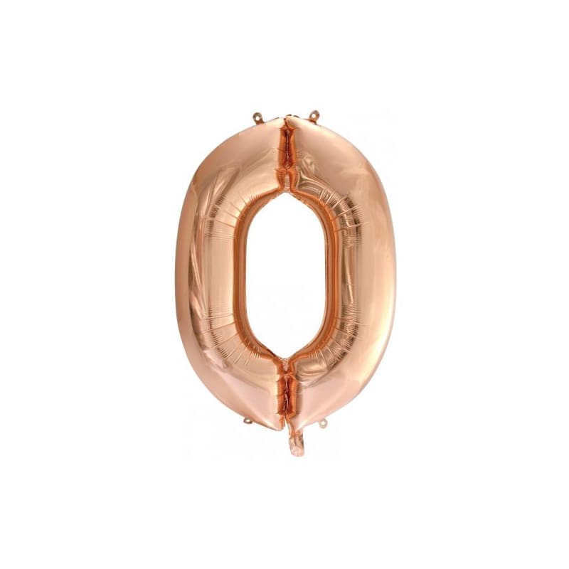 Foil Shape Number 0 Rose Gold 86cm | Party Time Online
