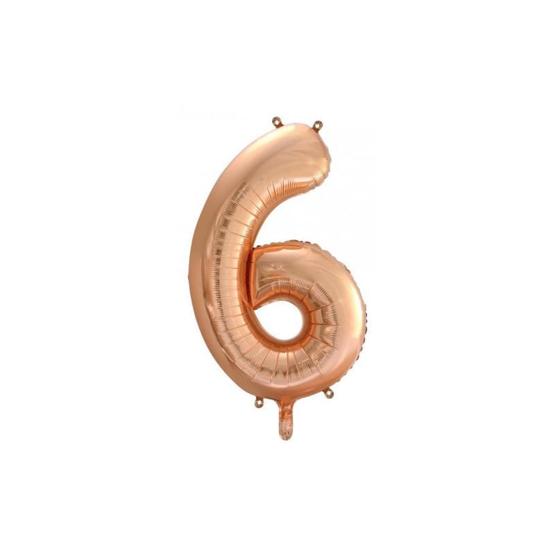 Foil Shape Number 6 Rose Gold 86cm | Party Time Online