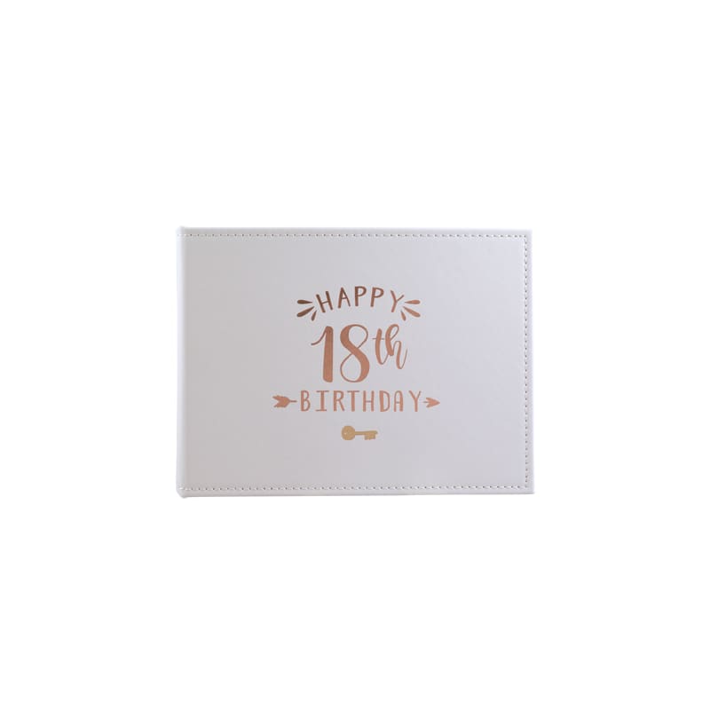 Guest Book 18th White with Rose Gold | Party Time Online