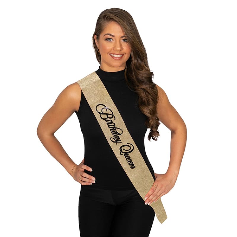 Sash Birthday Queen Gold | Party Time Online