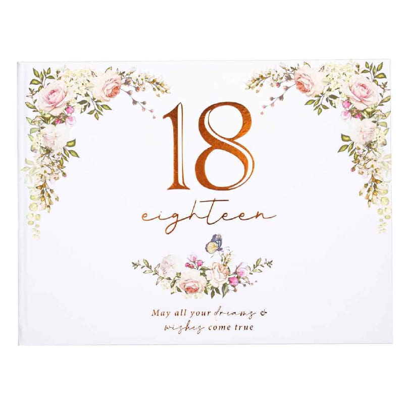 Guest Book 18th Floral NLA | Party Time Online