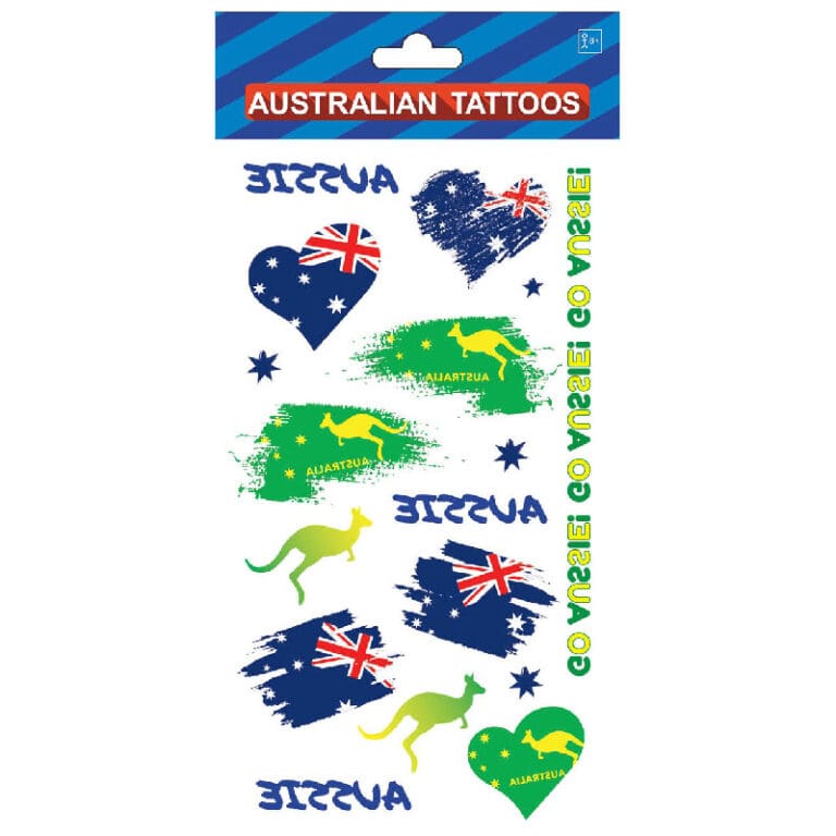 Tattoo Aussie Flags Green Gold | Party Time Online Townsville
