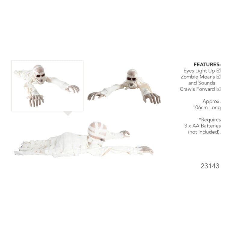 Prop Animated Crawling Zombie White Asst | Party Time Online